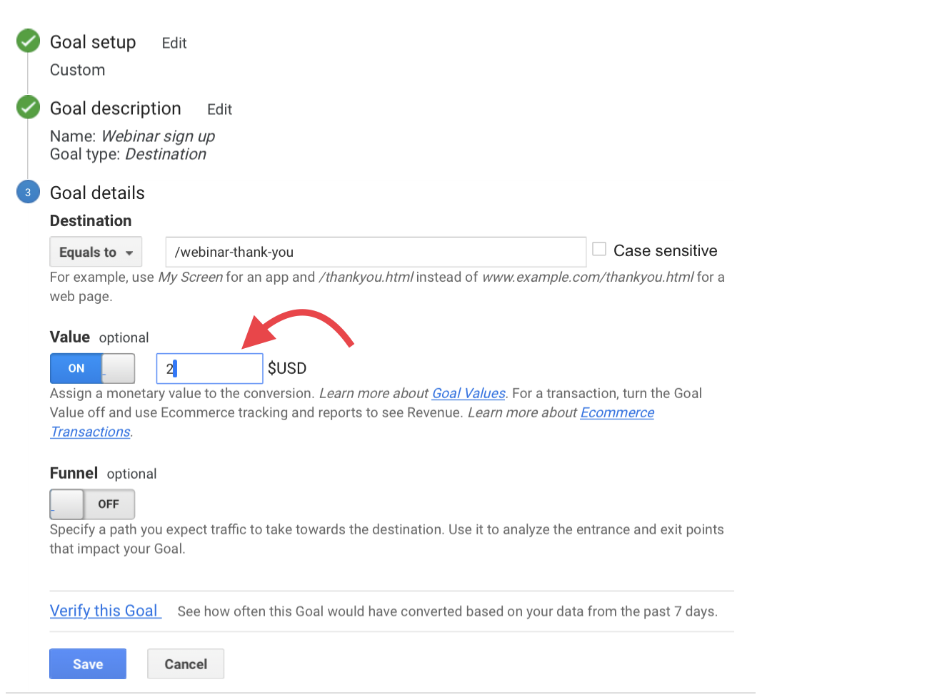 Universal Analytics: How to assign a goal value in Google Analytics ...